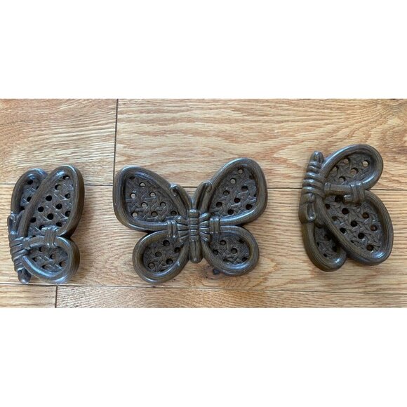 Wall Decor | Burwood Brown Butterfly Wall Decor Faux Rattan Mcm Usa ...